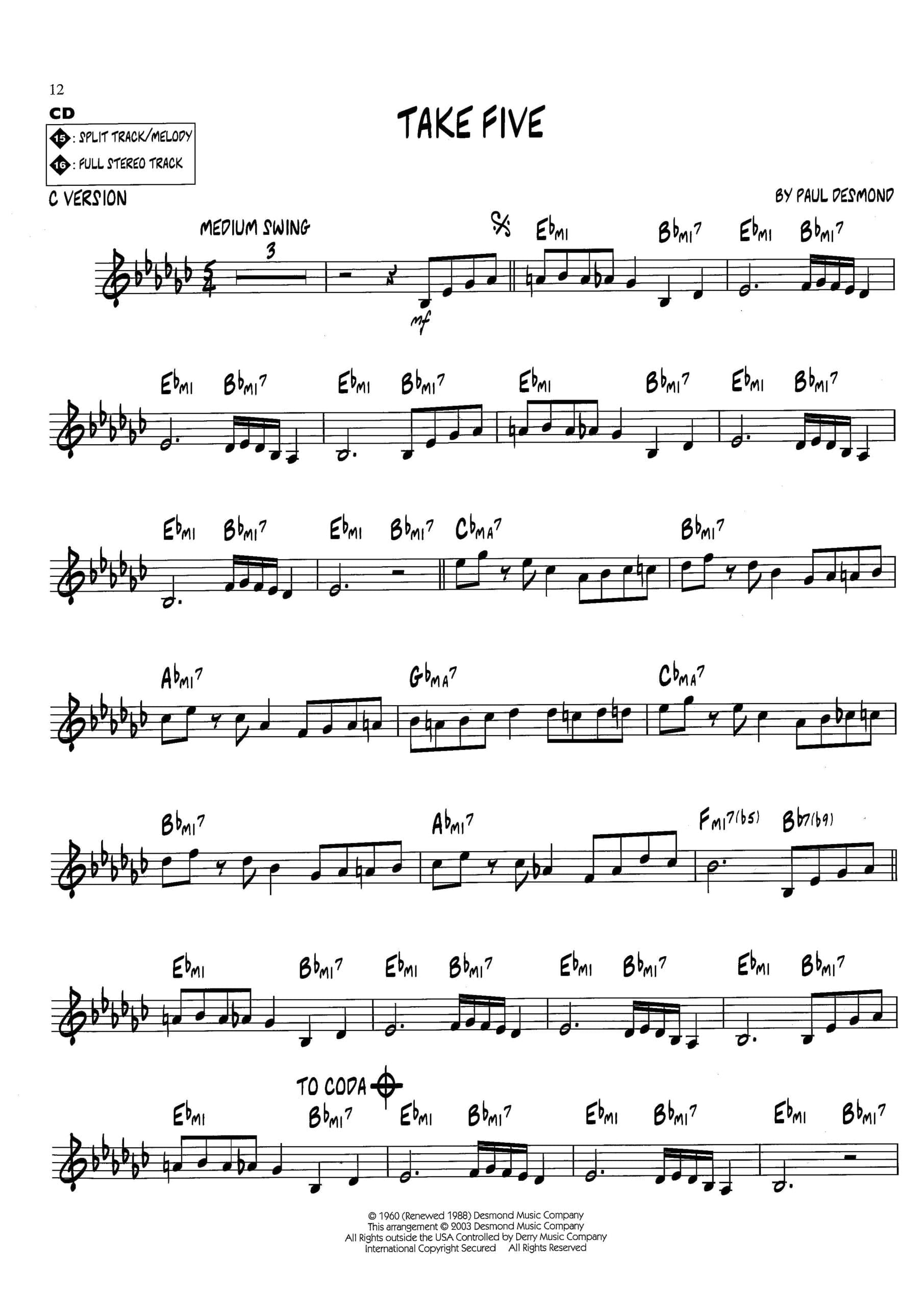 Take Five - Guitar Solo Arr. By Chet Atkins, Sheet Music , Sheet Music ...