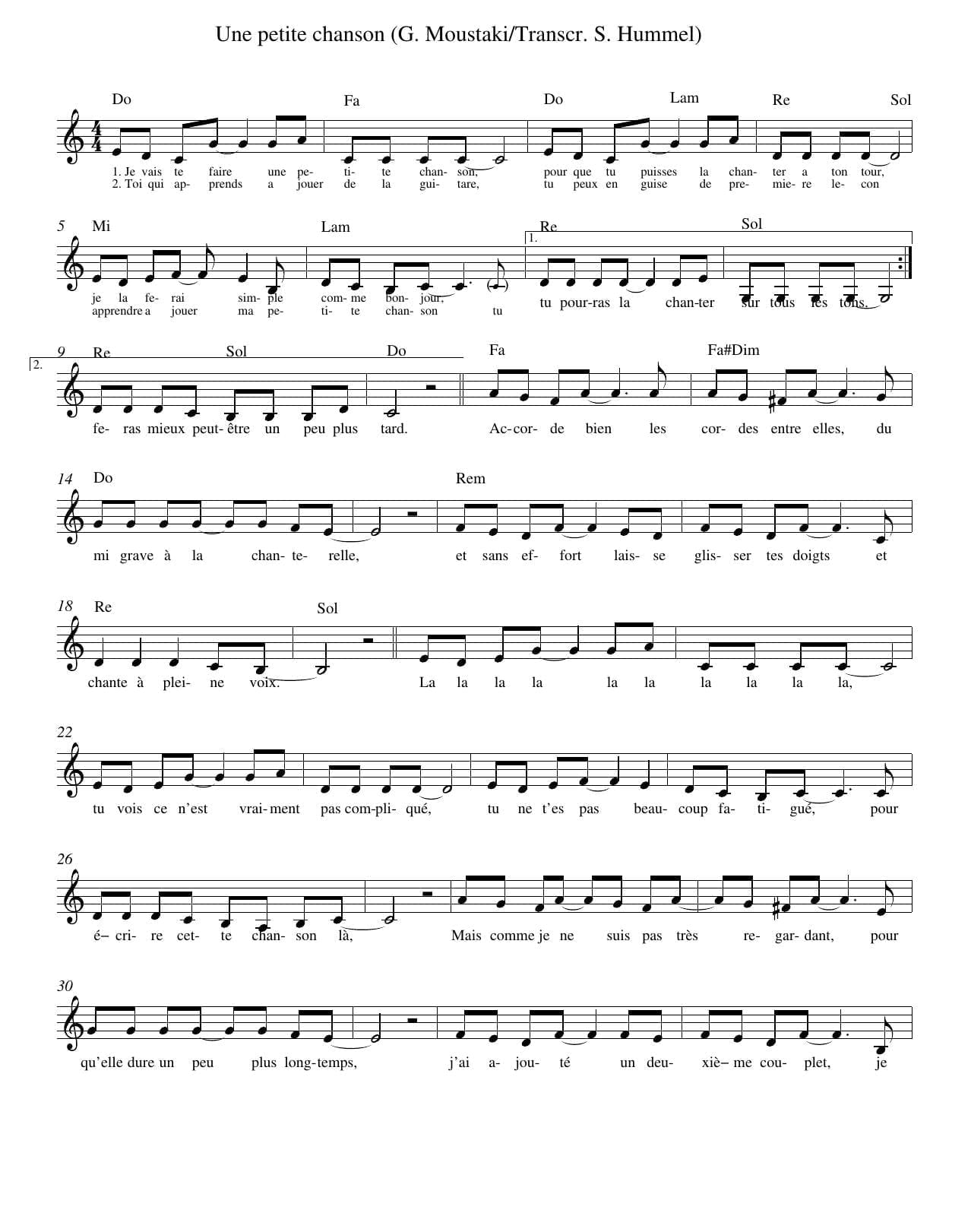 Georges Moustaki Ma Liberté Easy Piano sheet music - Sheet Music ...