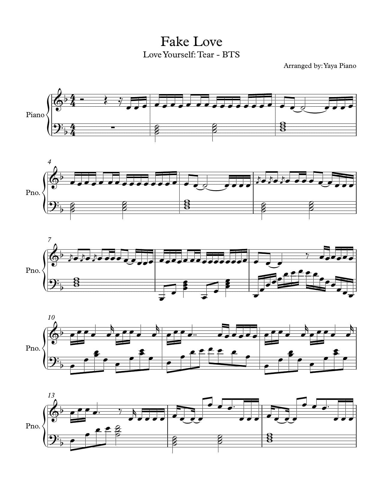 BTS 방탄소년단 sheet music