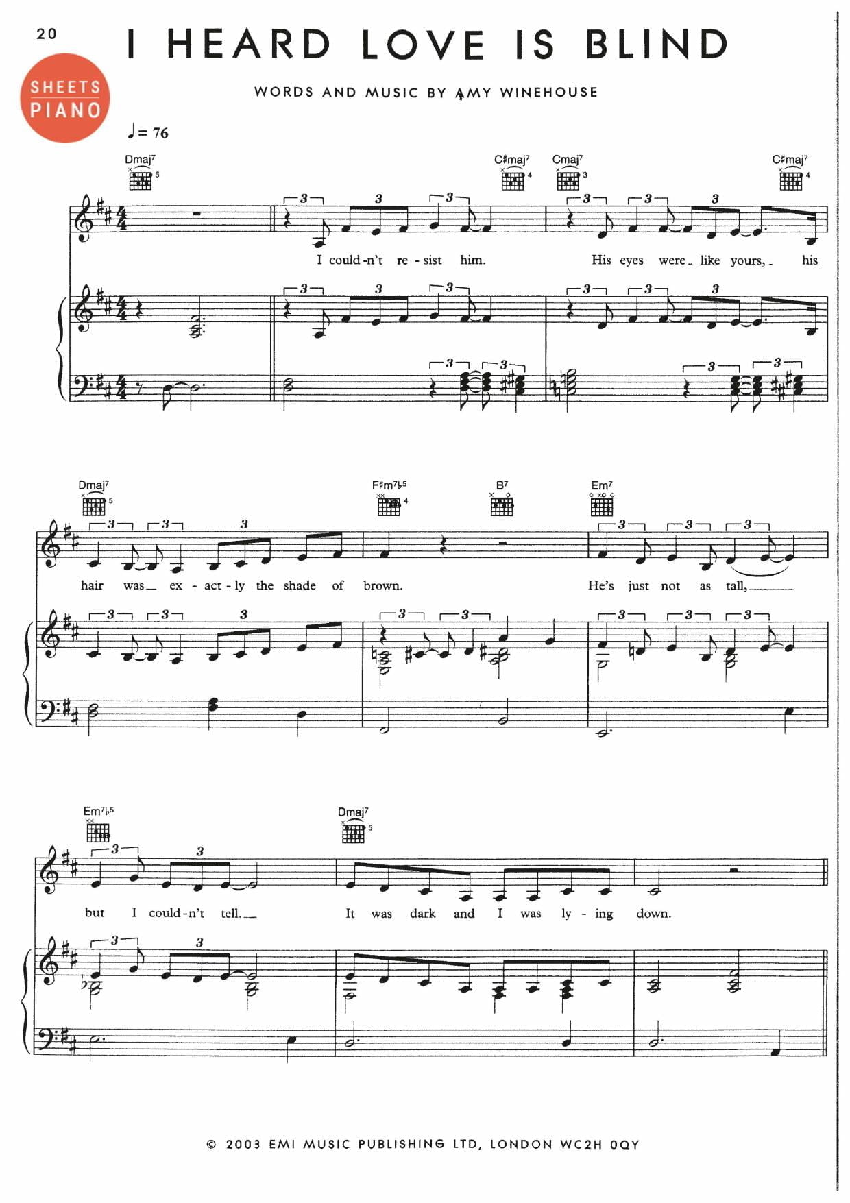 Amy Winehouse - Sheet Music Library