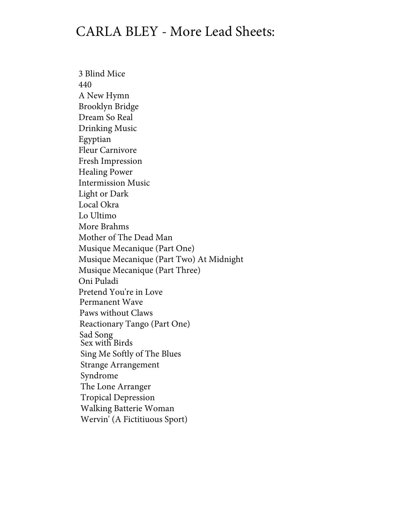 Carla Bley (sheet music in the #smlpdf) - Sheet Music Library (PDF)