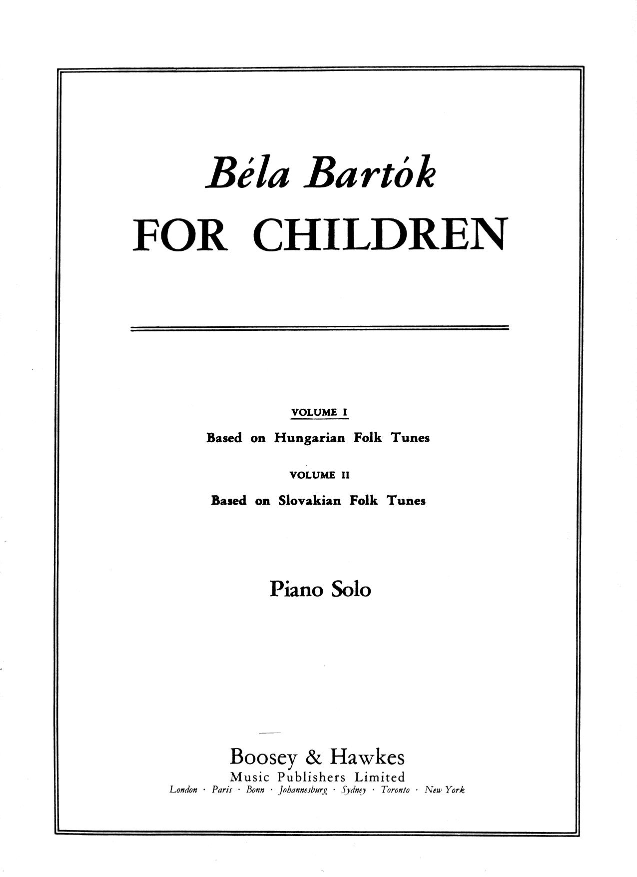 Bartok For Children No. 1 Based On Hungarian Folk Tunes (sheet Music) , Sheet Music Library (PDF)