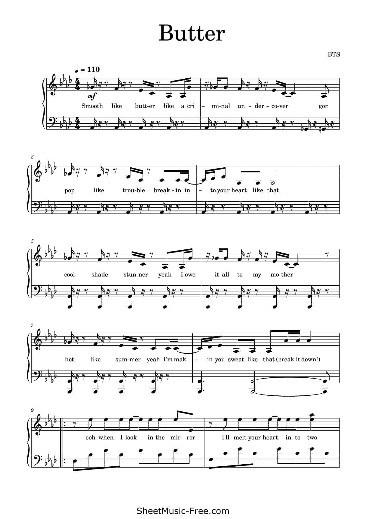 BTS 방탄소년단 sheet music - Sheet Music Library (PDF)